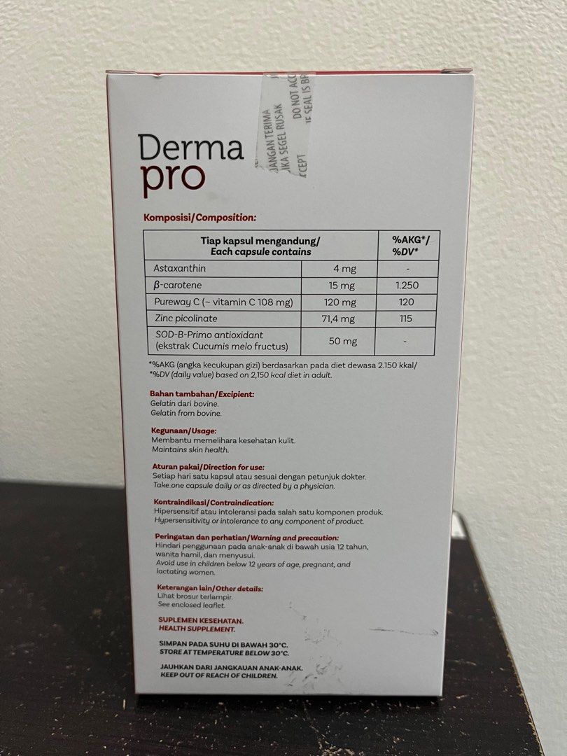 Dermapro Capsul Suplemen, Kesehatan & Kecantikan, Kulit, Sabun & Tubuh ...