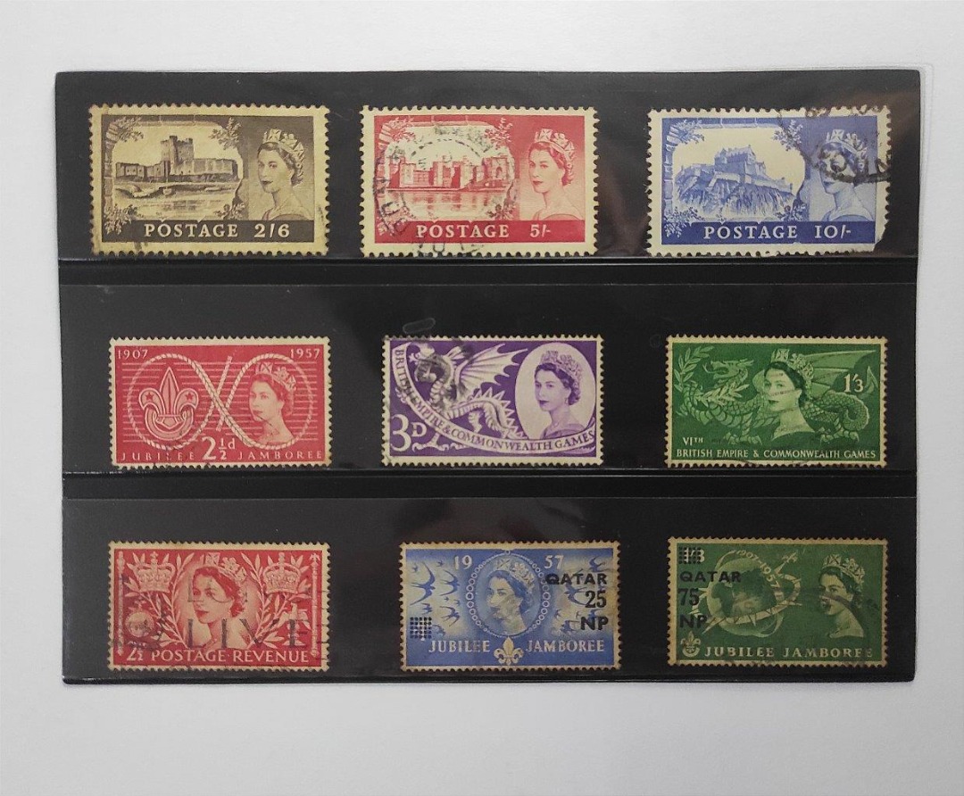 Great Britain Vintage Old Stamps Queen Elizabeth Sell In Batch of 9 ...