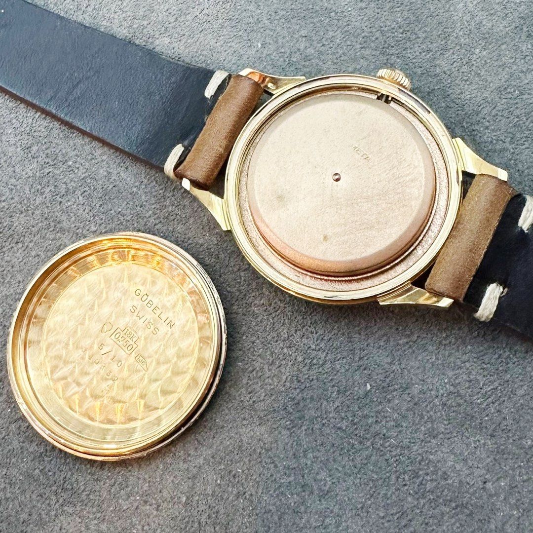 Gubelin IPSO Matic Automatic 18k Gold Vintage Watch 35mm, 男裝, 手錶及配件, 手錶 ...