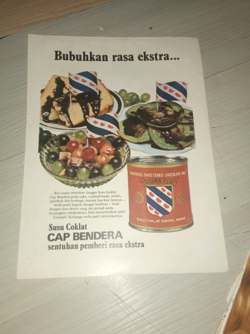 Iklan cetak jadul susu Cap Bendera, Antik, Pajangan di Carousell