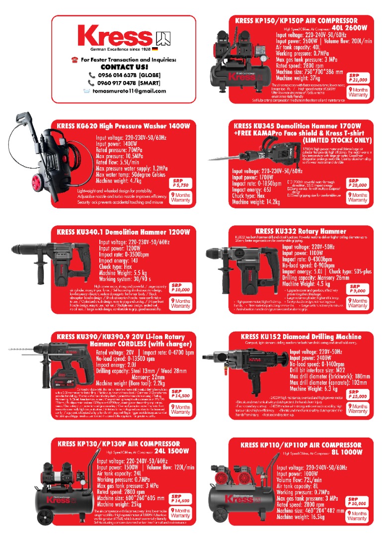 KRESS POWER TOOLS AND POWER PRODUCTS, Commercial & Industrial ...
