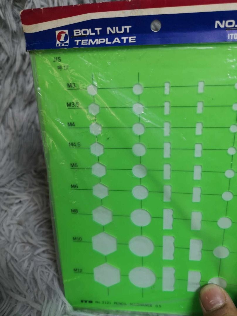 Neon Green Bolt Nut Template, Hobbies & Toys, Stationary & Craft ...