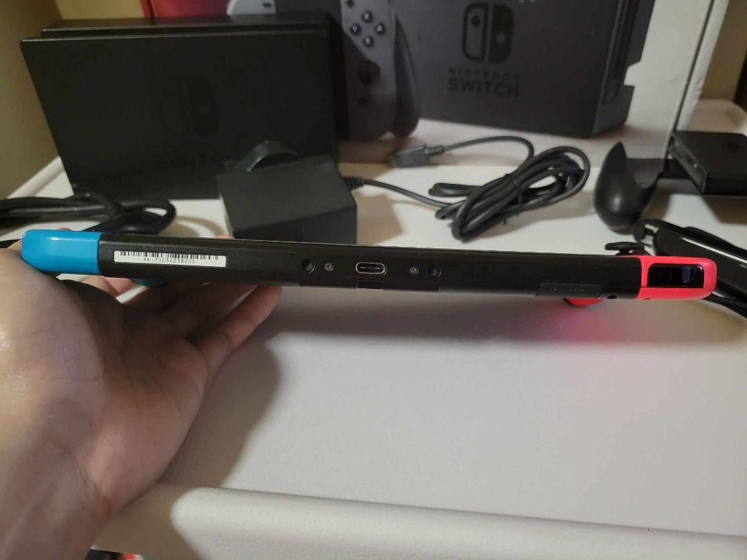 Nintendo Switch V2 with Neon Red and Neon Blue Joy-Cons Complete with ...