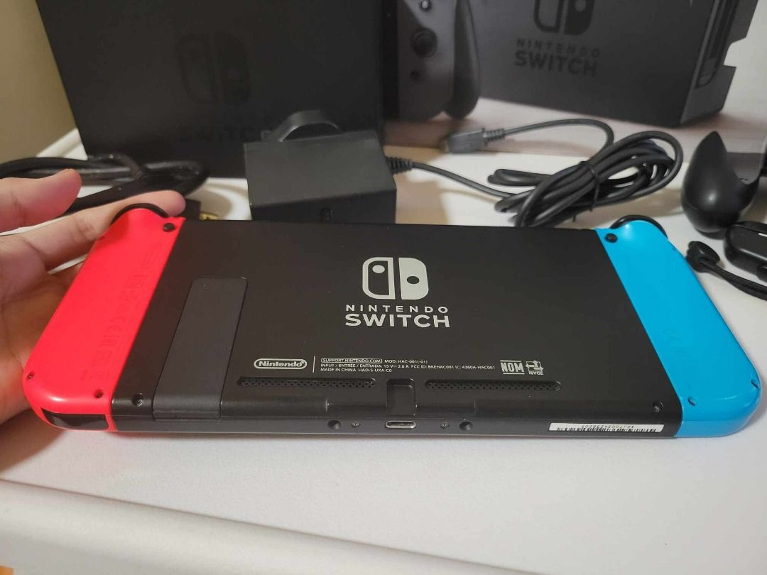 Nintendo Switch V2 with Neon Red and Neon Blue Joy-Cons Complete with ...