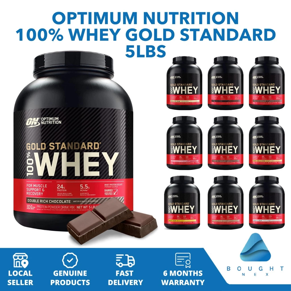 Optimum Nutrition 100% Whey Gold Standard Protein Powder 5LBs Optimal ...