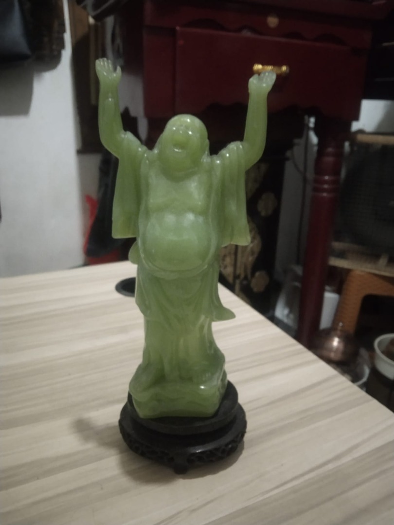 Patung Budha Julai Fiber Hijau Kuno Jadul Antik, Antik, Pajangan di Carousell