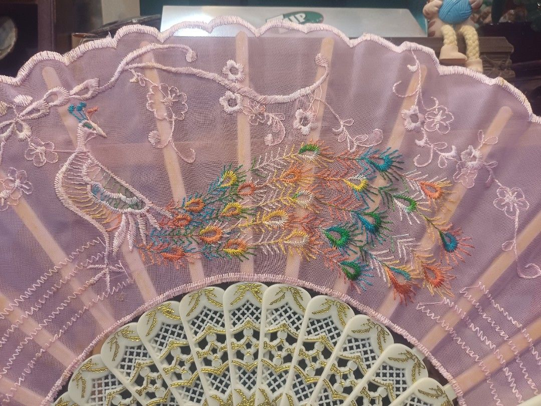 Peacock Embroidery hand fan, Hobbies & Toys, Collectibles & Memorabilia ...