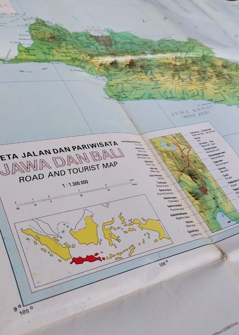 Peta lipat jawa dan bali 1984, Antik, Lainnya di Carousell