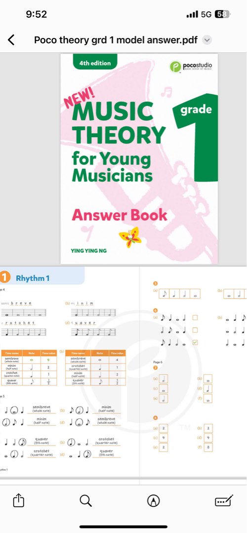 Poco Music Theory Grade 1-5 PDF Answer, Hobbies & Toys, Music & Media ...