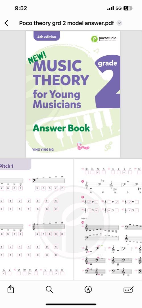 Poco Music Theory Grade 1-5 PDF Answer, Hobbies & Toys, Music & Media ...