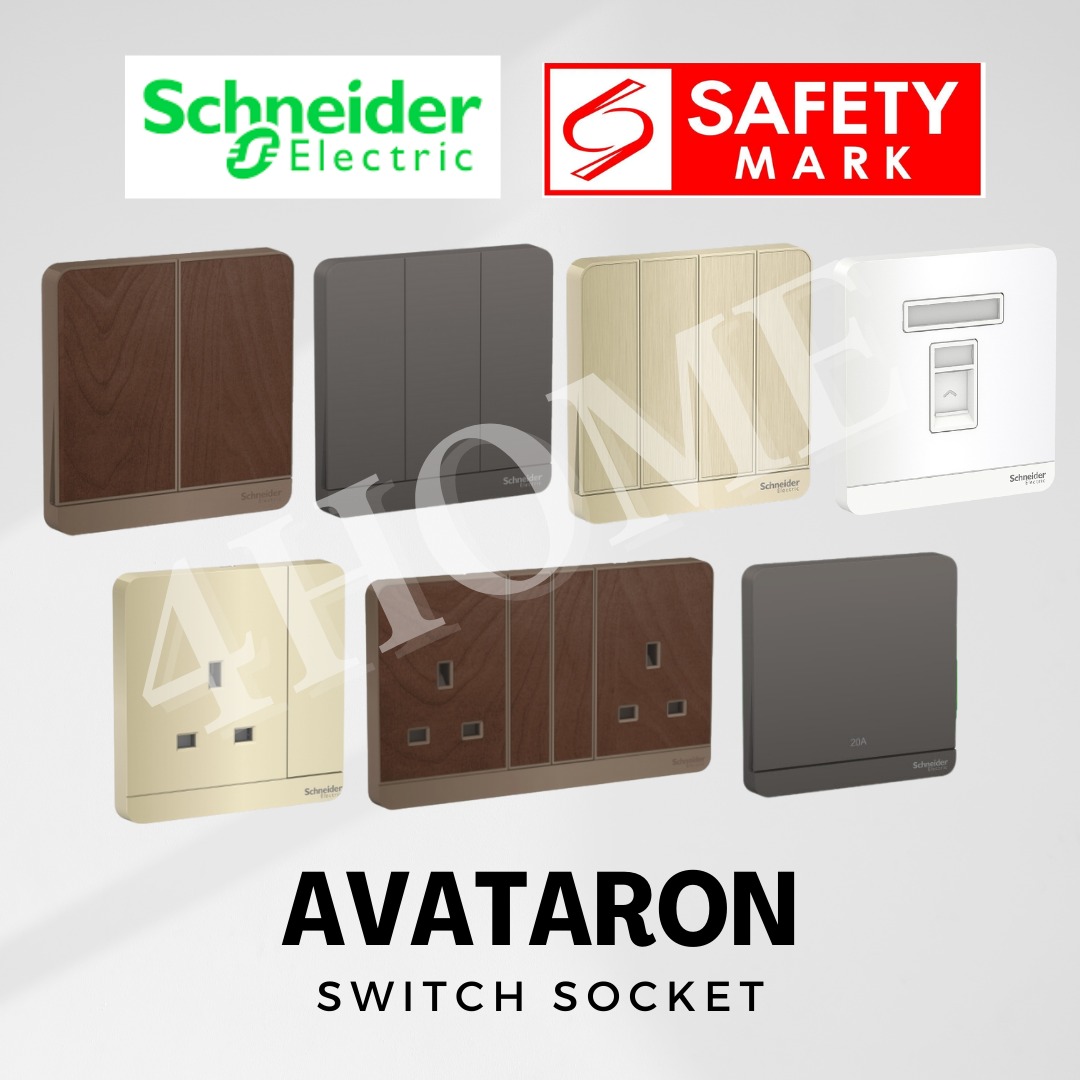 Schneider Electric AvatarOn Switch Socket Wine Gold, Dark Grey, White, Dark Wood,Hairline Gold ...