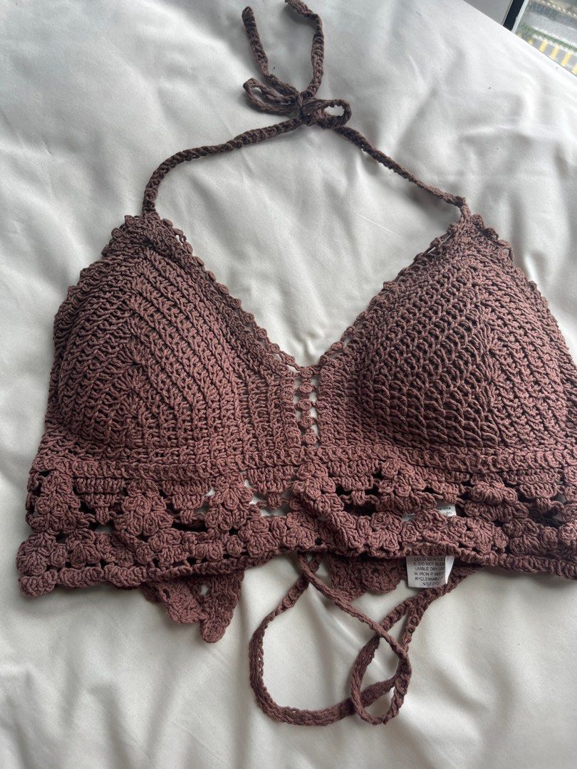 Shein Summer beach crochet bikini top, Women's Fashion, Tops ...