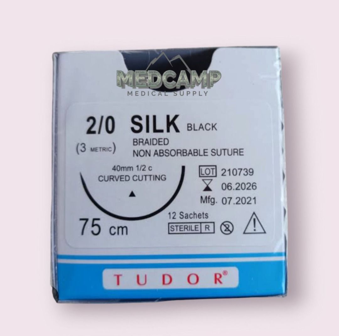 Suture Silk Black Braided Non Absorbable Tudor 12's, Health & Nutrition ...