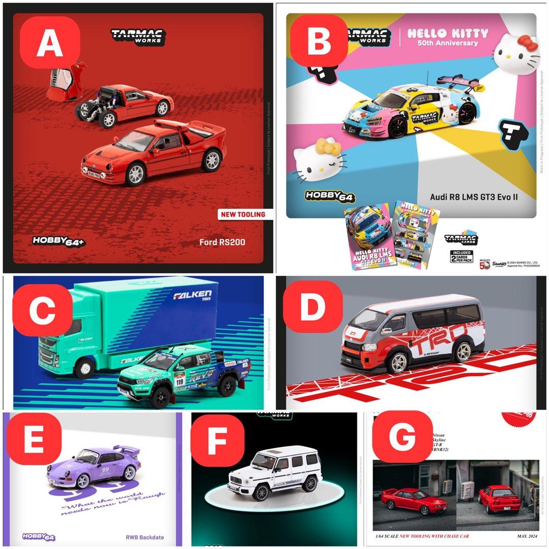 Tarmac Works TW Ford RS200 Audi R8 Hello Kitty Toyota Hilux Falken ...