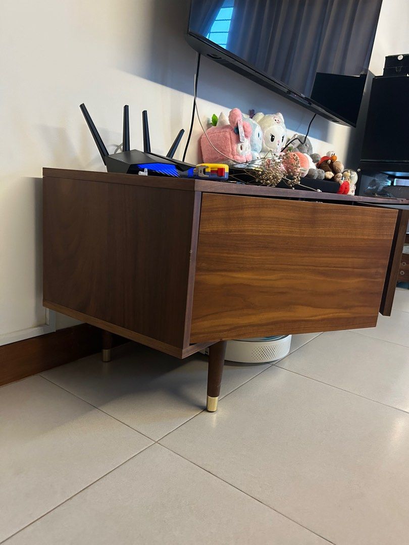 Walnut Grey 2M Tv Console, Furniture & Home Living, Furniture, TV ...