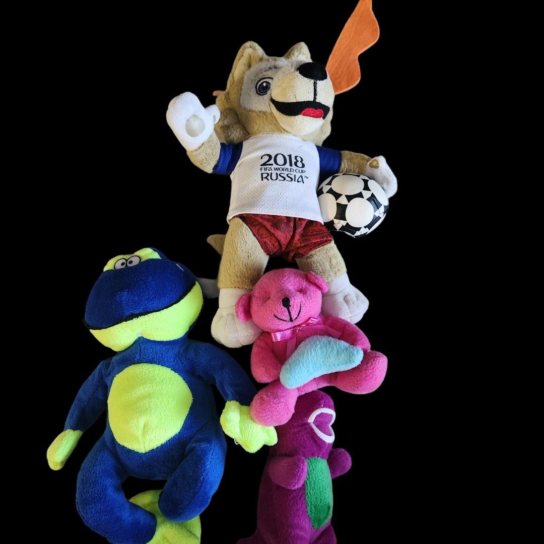10 Stuffed Toys Fifa World Cup 2018 Fox Blue Frog Purple Dinosaur Pink ...