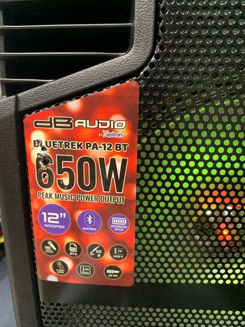 Astron DbAudio Bluetrek PA-12BT 650watts 12" Woofer Speaker Good Bass ...