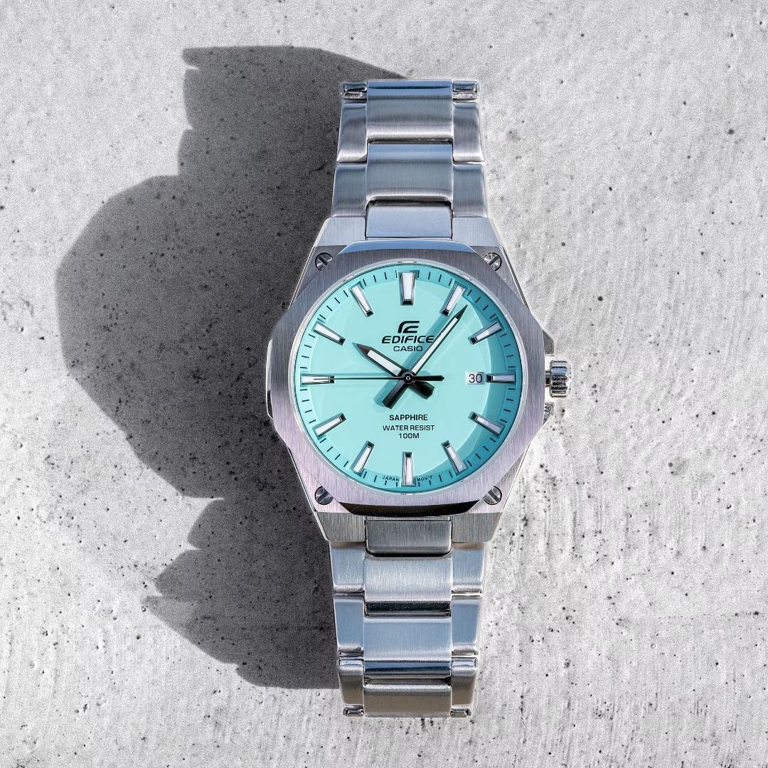 Casio Edifice Tiffany Teal Dial Slim Stainless Steel Analog Watch EFR ...