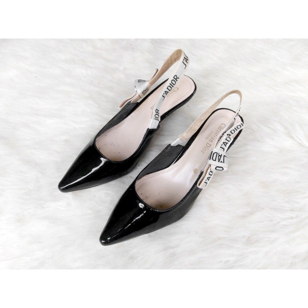 Christian Dior Jadior Slingback Kitten Heels, Fesyen Wanita, Sepatu di ...