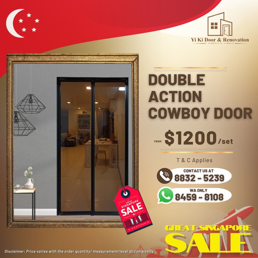 Double Action Ultra-Slim Cowboy Door, Furniture & Home Living, Bathroom ...
