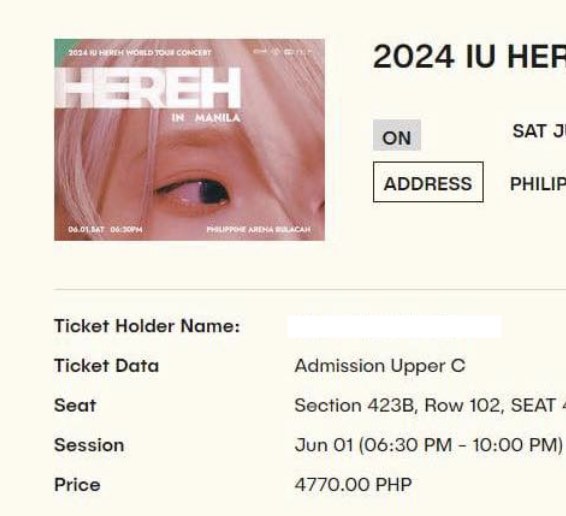 IU CONCERT TICKET (Philippine Arena), Tickets & Vouchers, Event Tickets ...