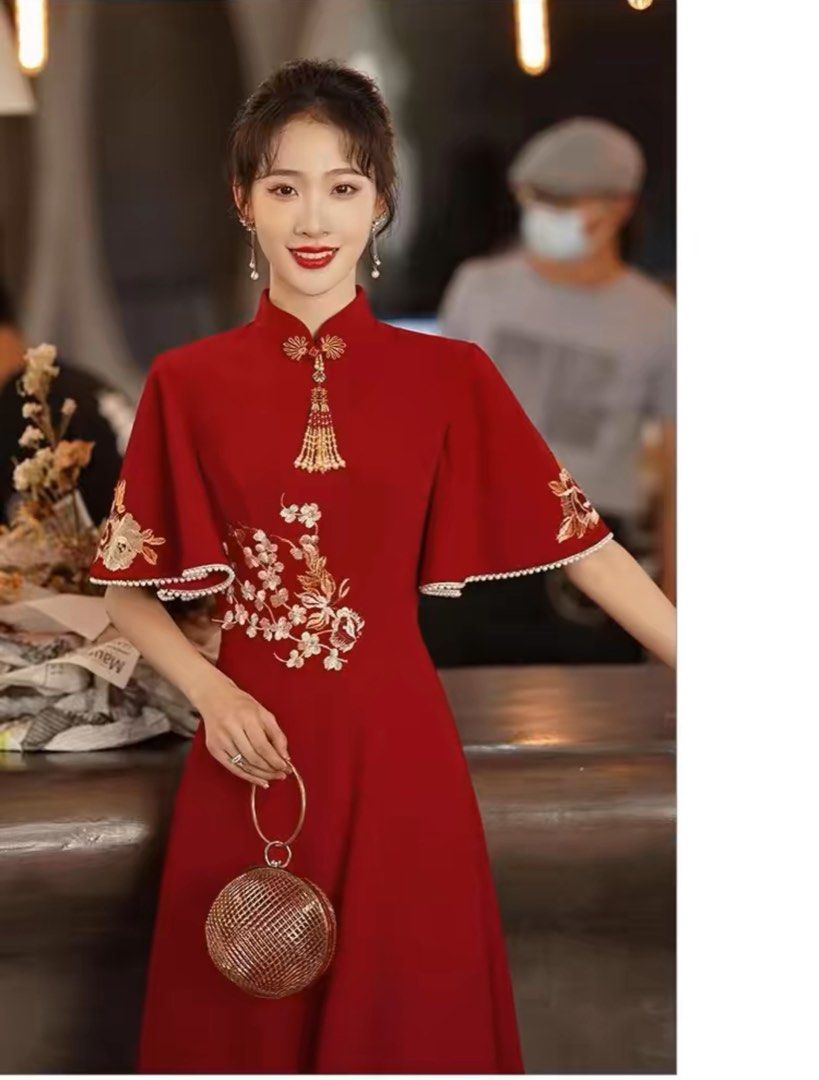 Modern Cheongsam. Wedding tea ceremony dress, Women's Fashion, Dresses ...