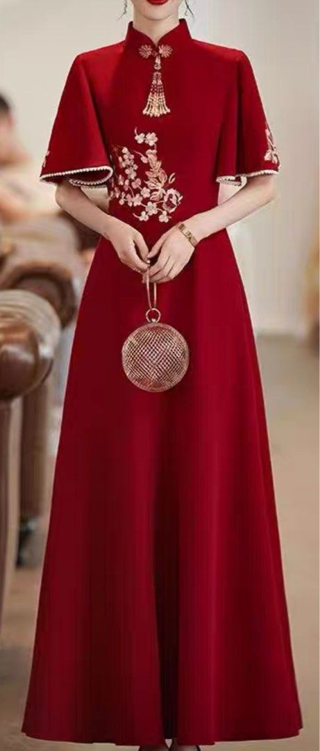 Modern Cheongsam. Wedding tea ceremony dress, Women's Fashion, Dresses ...
