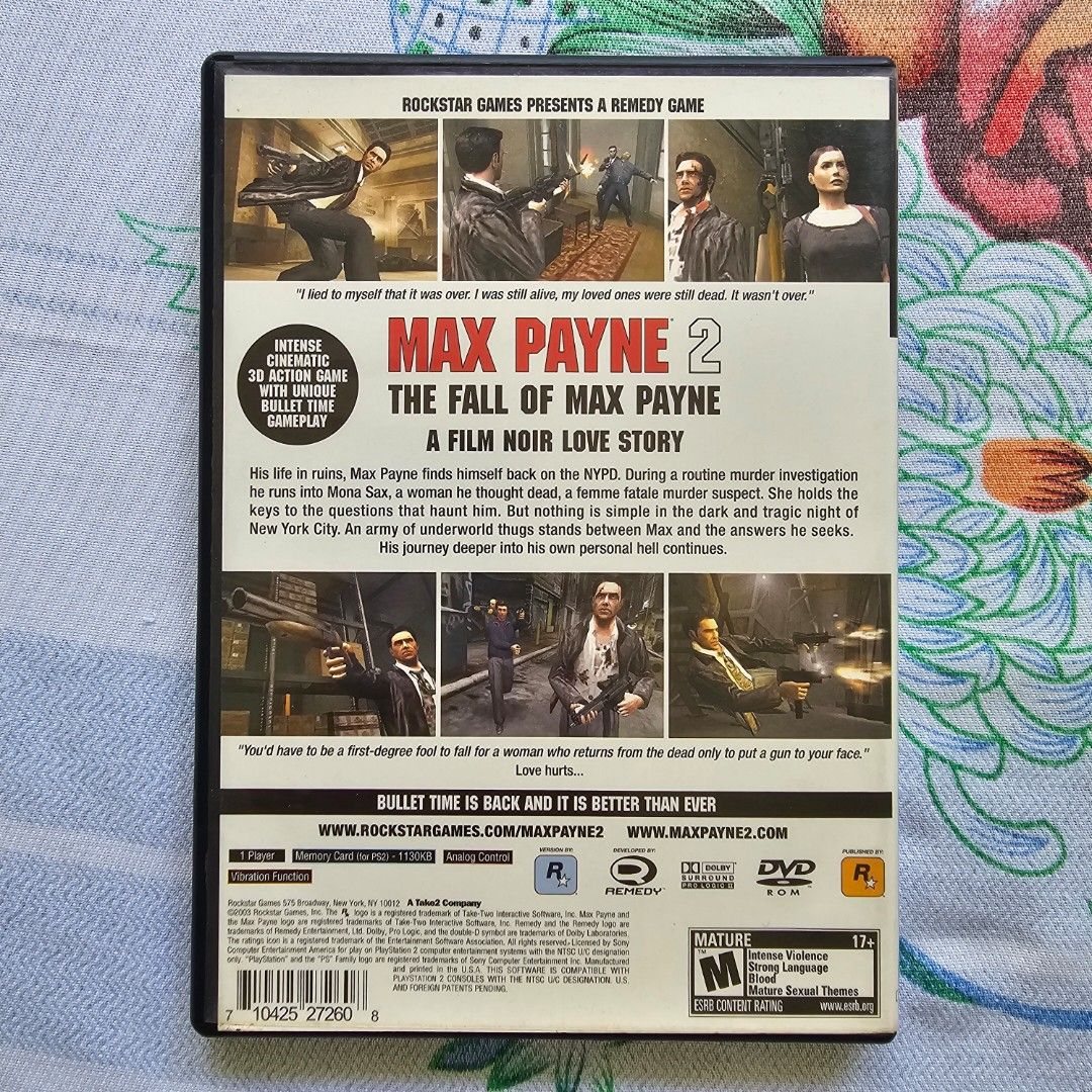 PS2 Max Payne 2 The Fall of Max Payne U/C, Video Gaming, Video Games ...