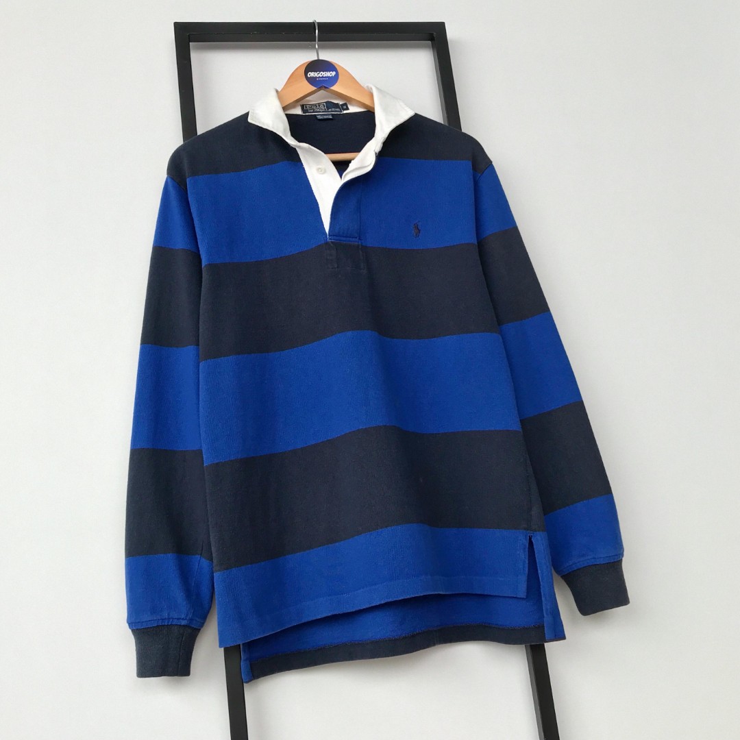 RALPH LAUREN Polo Rugby Shirt Original Vintage Kaos Kerah Lengan ...