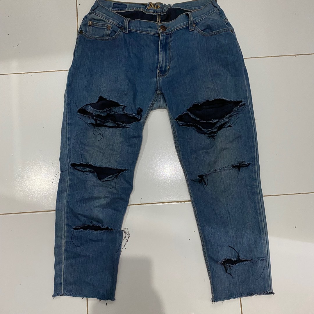 [Reworked] Celana Ripped Jeans Biru Rodeo [contoh pemakaian di slide ...