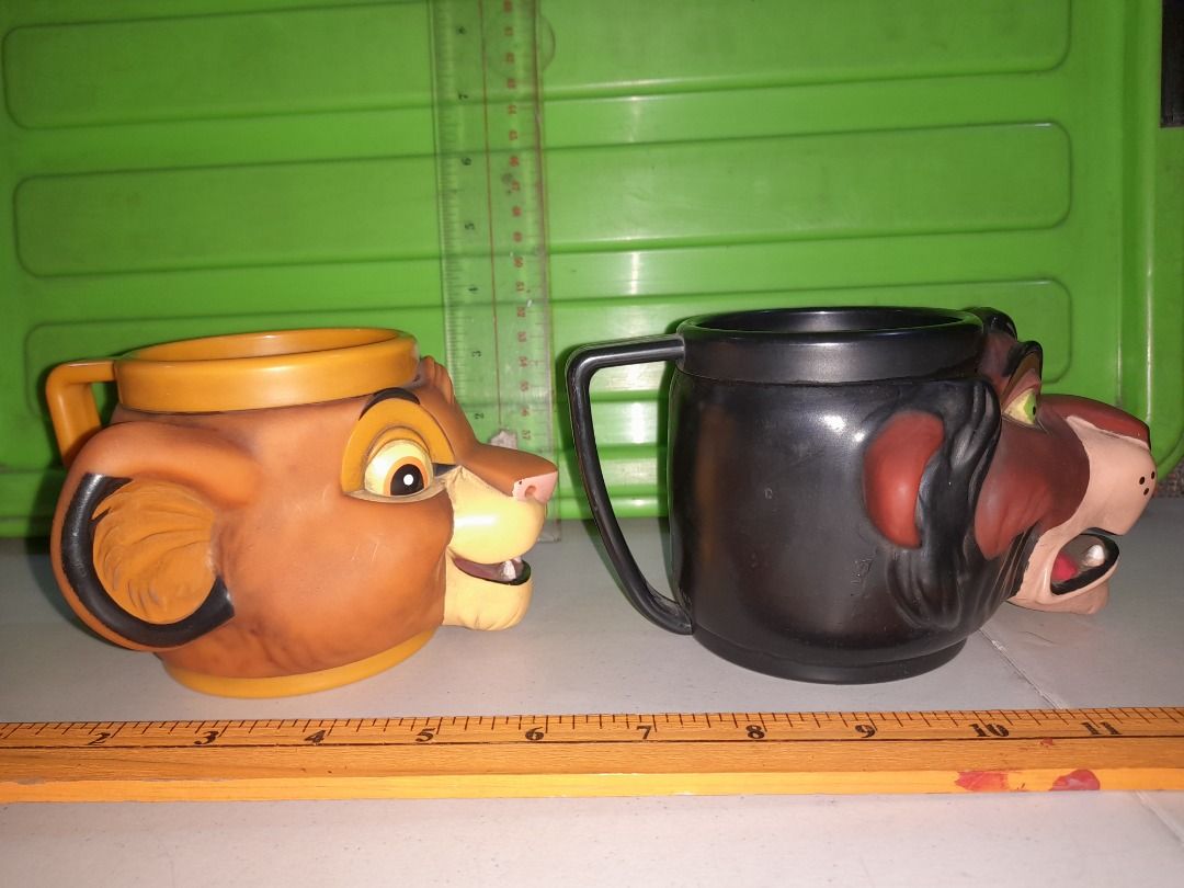 Set of 2 - 1992 Disney Lion King Simba and Scarface Hard Rubber Cup ...