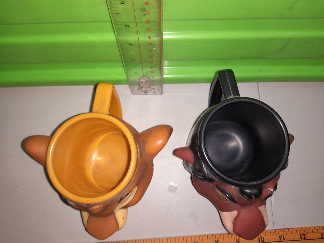 Set of 2 - 1992 Disney Lion King Simba and Scarface Hard Rubber Cup ...