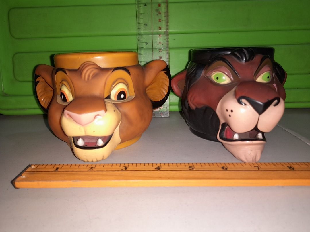 Set of 2 - 1992 Disney Lion King Simba and Scarface Hard Rubber Cup ...