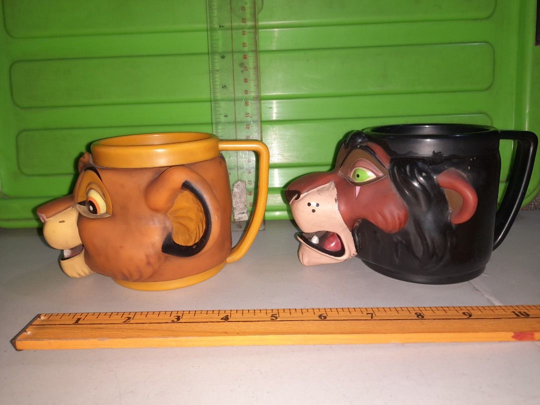 Set of 2 - 1992 Disney Lion King Simba and Scarface Hard Rubber Cup ...