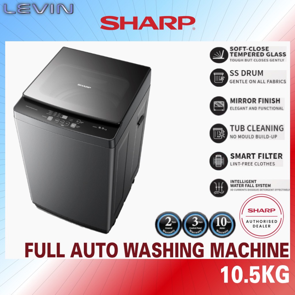 Sharp Auto Top Load Washing Machine 10.5kg, TV & Home Appliances ...