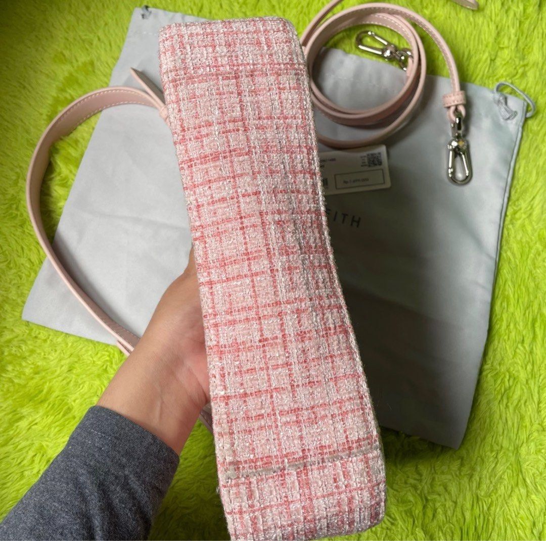 Tas Charles & Keith Bunny Tweed Shoulder Bag - Pink, Fesyen Wanita, Tas ...