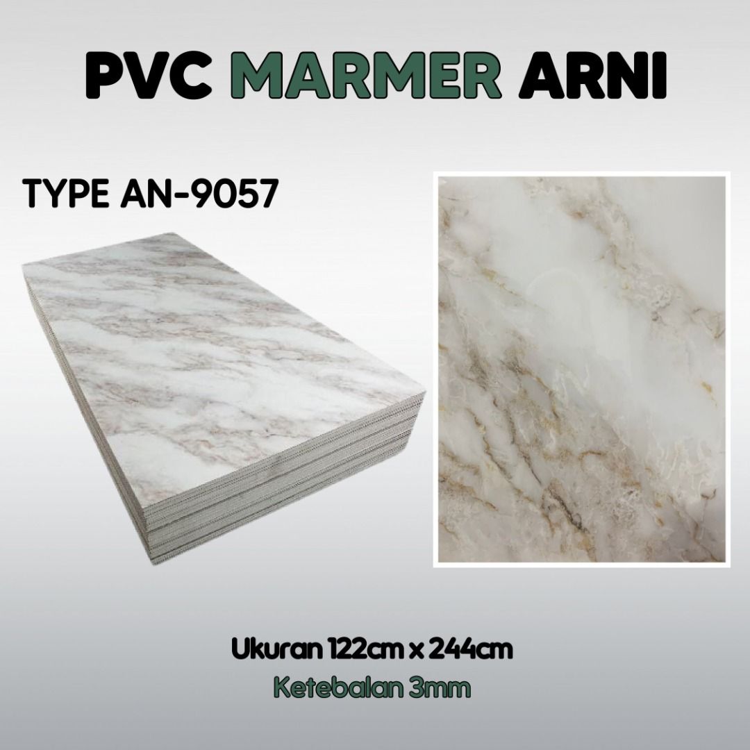 UPVC Marmer Tebal 3mm Uk. 122cm x 244cm Anti Air dan Rayap, Properti ...