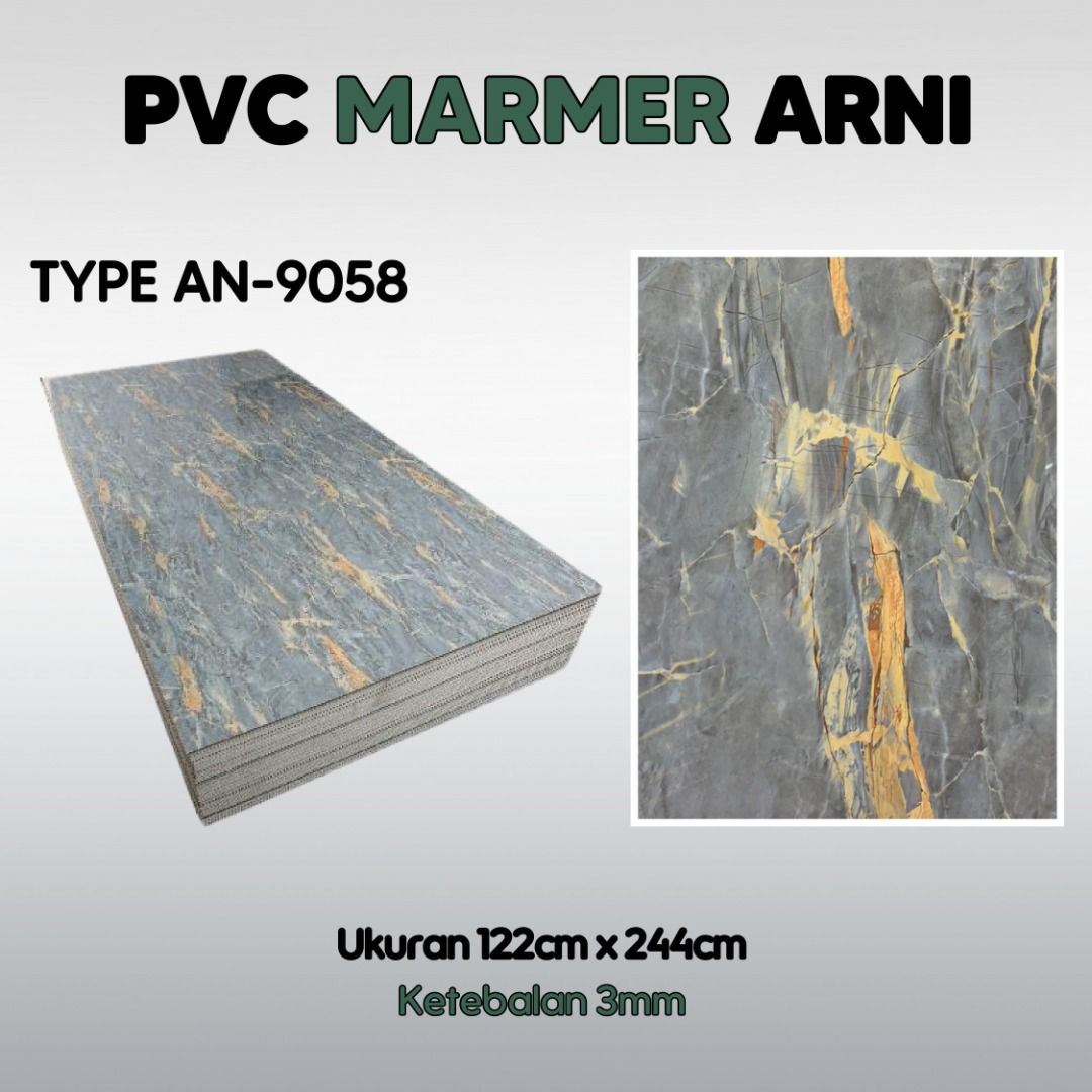 UPVC Marmer Tebal 3mm Uk. 122cm x 244cm Anti Air dan Rayap, Properti ...