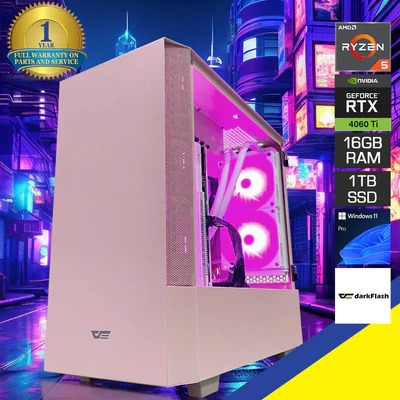 AURORA DLV22 PINK GAMING PC AMD RYZEN 5 7500F 16GB RAM 1TB SSD RTX ...
