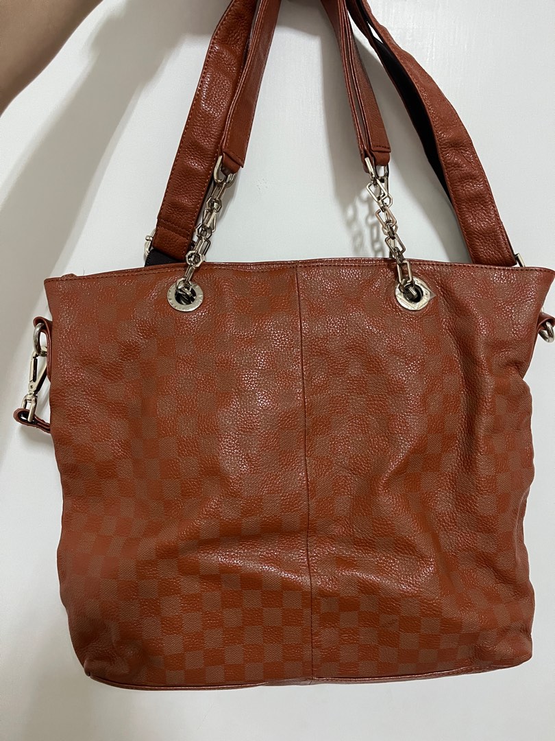 美國精品Cordon Leather 牌格紋真皮兩用包, 她的時尚, 包包、錢包, 肩背、側背包在旋轉拍賣