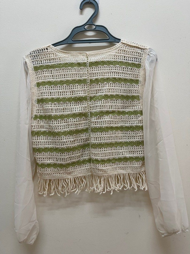Crochet Korean Blouse, Women's Fashion, Tops, Blouses on Carousell