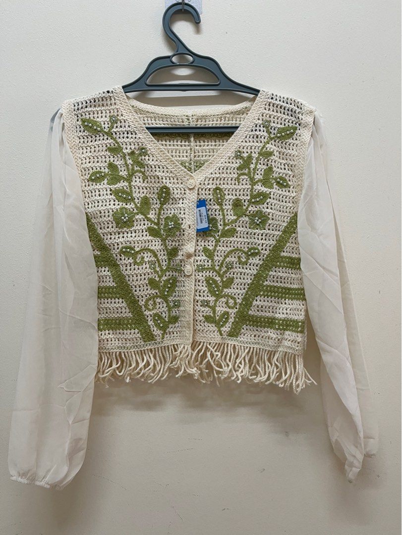 Crochet Korean Blouse, Women's Fashion, Tops, Blouses on Carousell