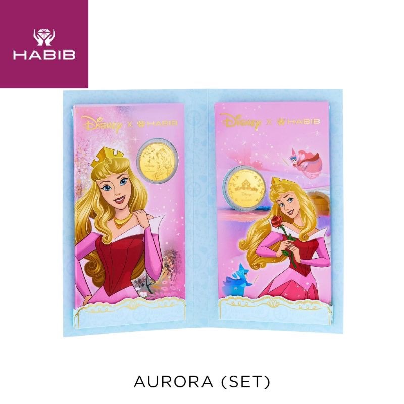 Disney x HABIB Princess Aurora Gold Wafer Coin, 999.9 Gold, Hobbies ...