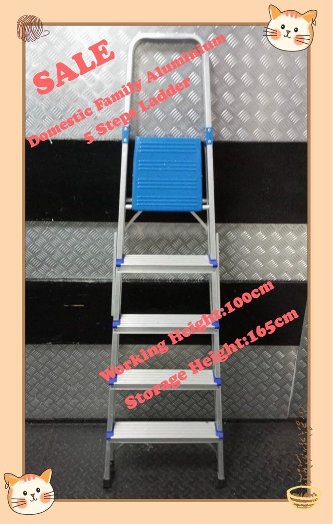 Domestic Family Aluminium 5 Steps Ladder, Furniture & Home Living, Home ...