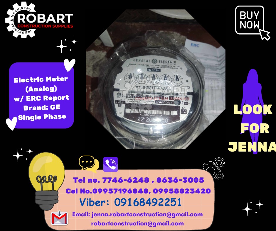 Electric Meter (Analog) w/ ERC Report Brand: GE Single Phase ...