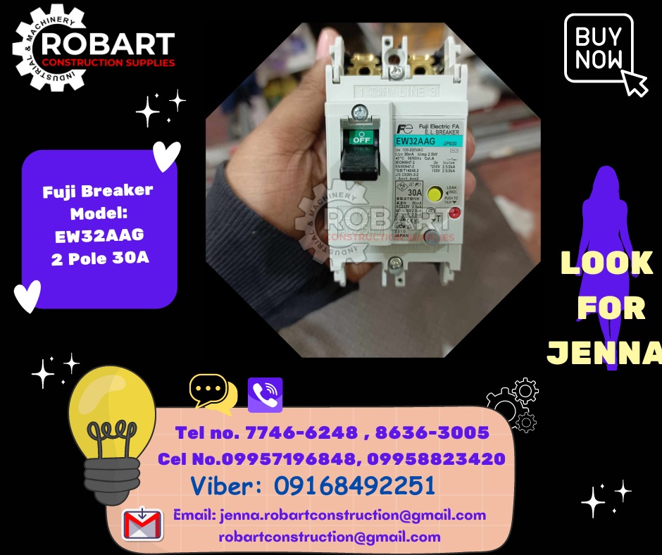 Fuji Breaker Model: EW32AAG 2 Pole 30A, Commercial & Industrial, Construction Tools & Equipment ...