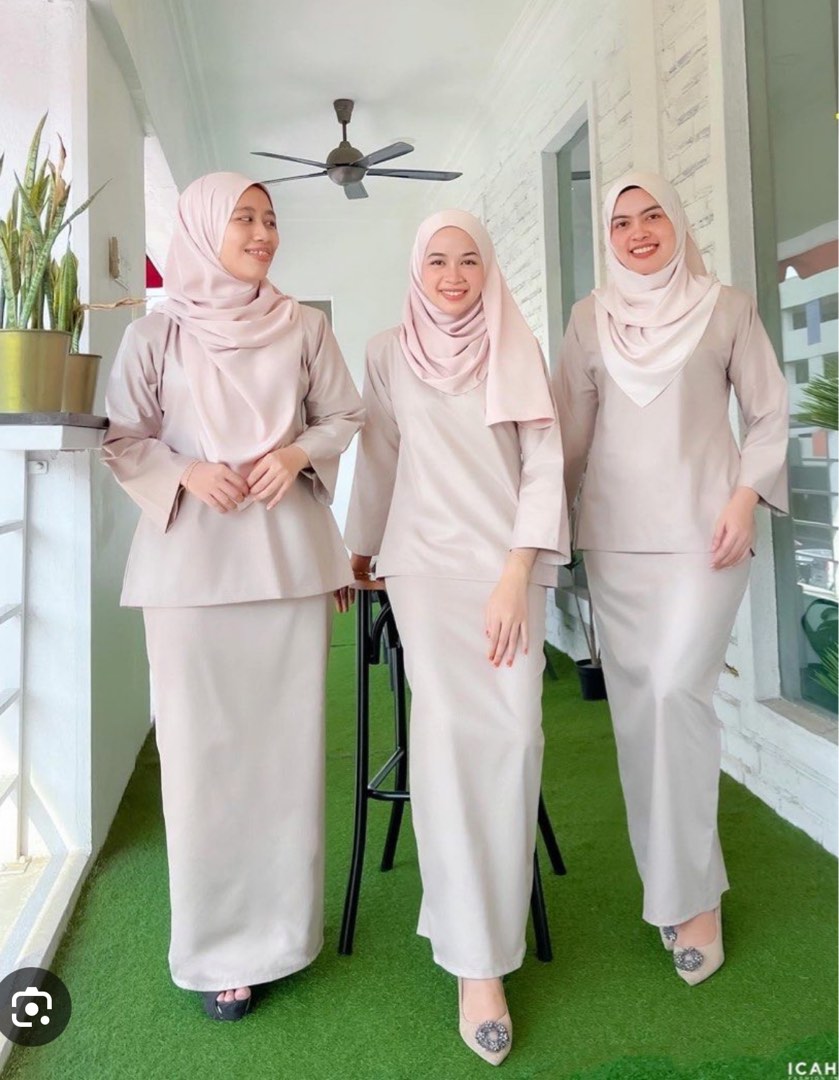 ICAHFA KURUNG KEDAH |NUDE | S |, Women's Fashion, Muslimah Fashion ...
