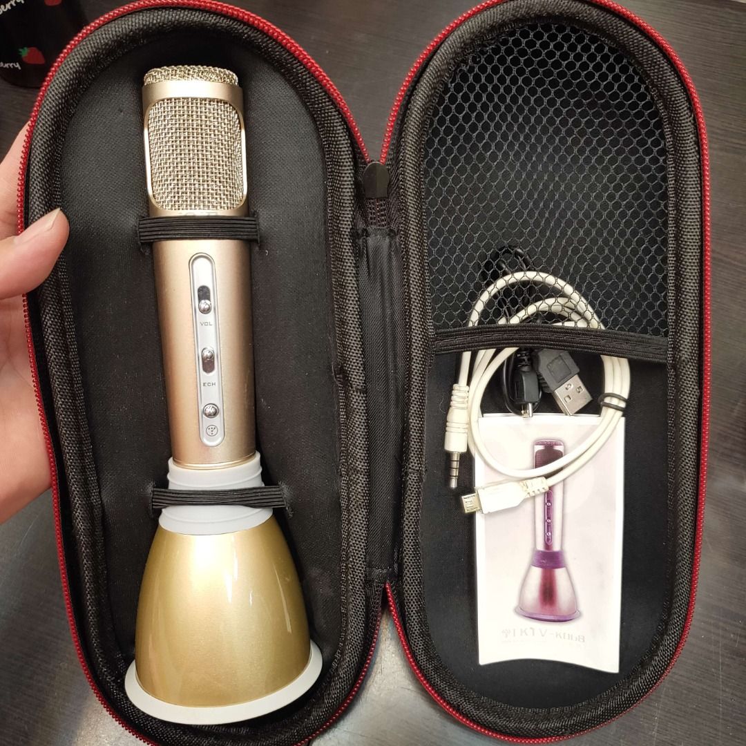 *KTV-K068 麥克風 藍芽歡唱 無線藍芽掌上KTV行動喇叭麥克風 $450, 耳機及錄音音訊設備, 麥克風在旋轉拍賣