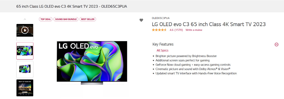 LG C3 65 inch OLED evo, TV & Home Appliances, TV & Entertainment, TV on ...