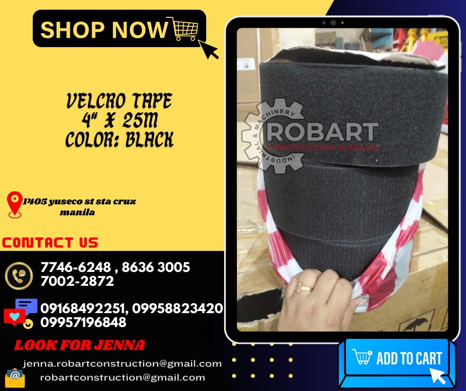 magic tape hook and loop 4'' x 25m black, Commercial & Industrial ...